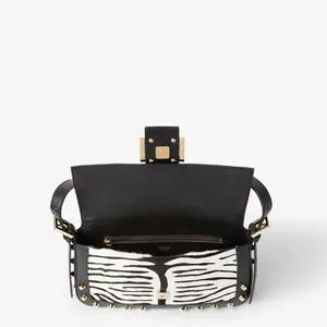 Fendi Baguette® 26424 Tiger-stripe Print Pony-effect Leather Bag With Studs